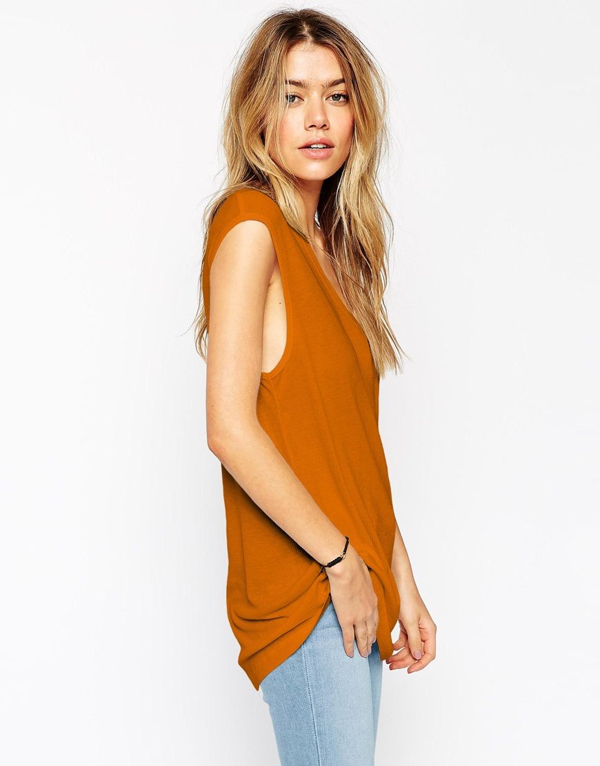 Asos Débardeur Souple à Côtes Et Col V Asos Pickture